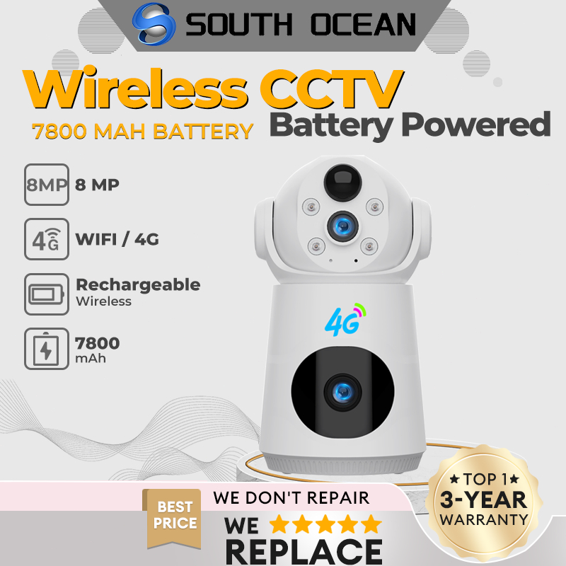 South Ocean Wireless CCTV Battery Powered 8MP WiFi Night Vision 360 ...
