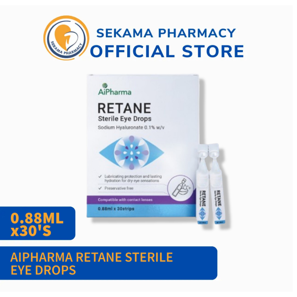 AIPHARMA RETANE STERILE EYE DROPS (SAFE FOR CONTACT LENS) 0.88ML x 30'S ...
