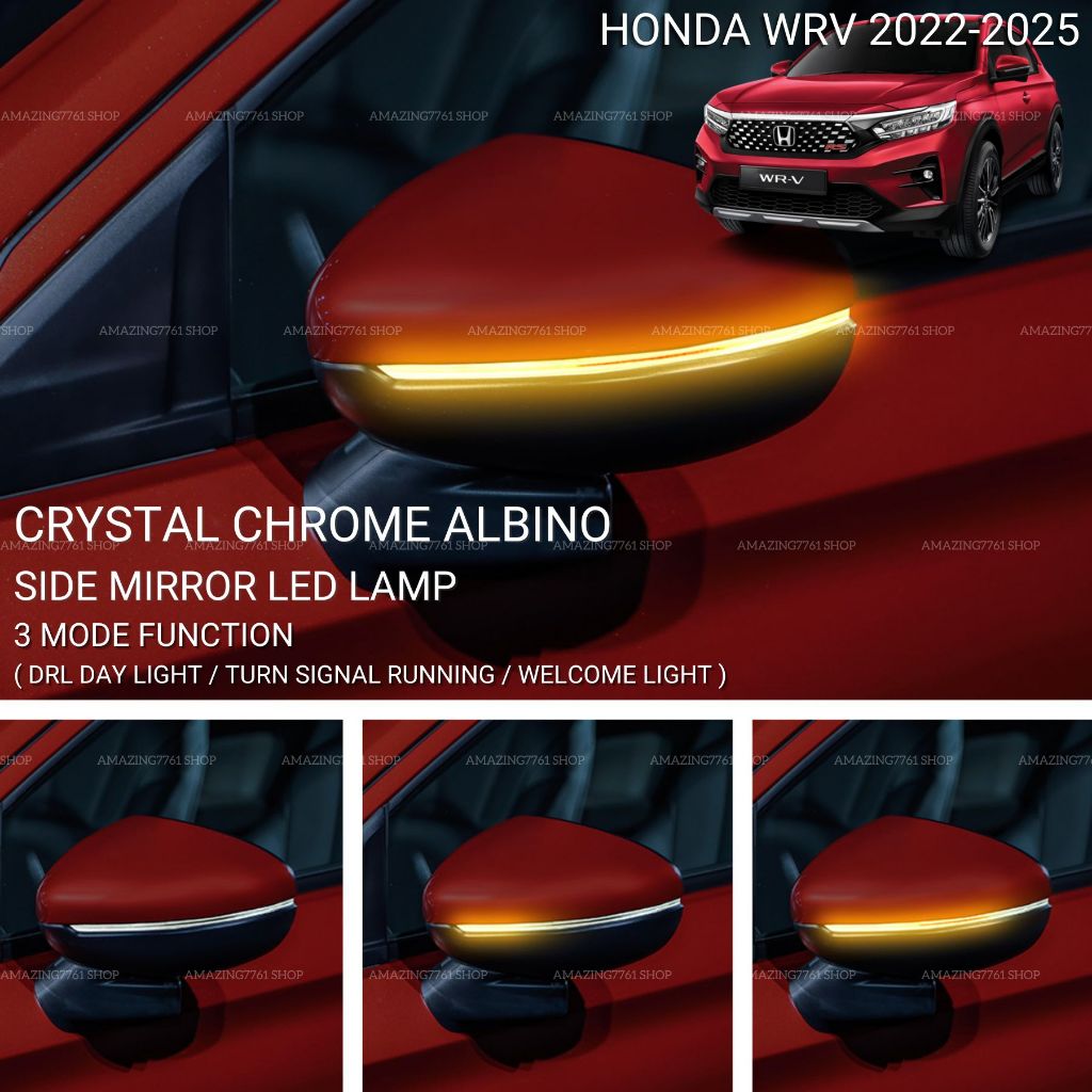 AMAZING HONDA WRV 2022-2025 CAR SIDE MIRROR LED LAMP CRYSTAL ALBINO DRL ...