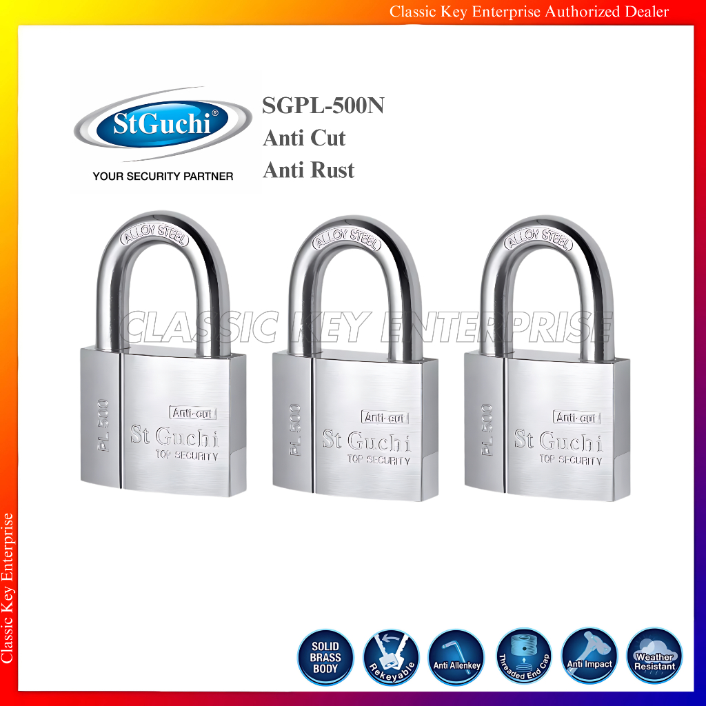 St Guchi padlock anti cut + anti rust SGPL-500N Size 50mm - 3pcs ...