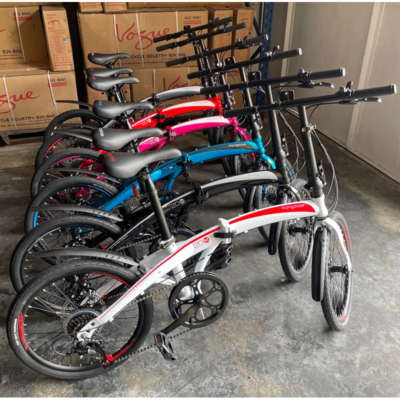 20" MONGOOSE EZ FOLD Folding Bicycle Monocoque Frame Front Rear Disc ...