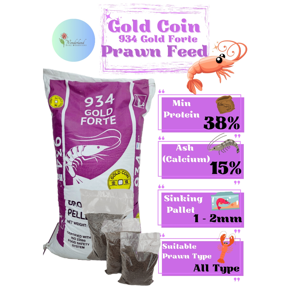 [REPACK 500G/1KG/3KG]Gold Coin 934 Prawn Feed Sinking Pallet Udang ...