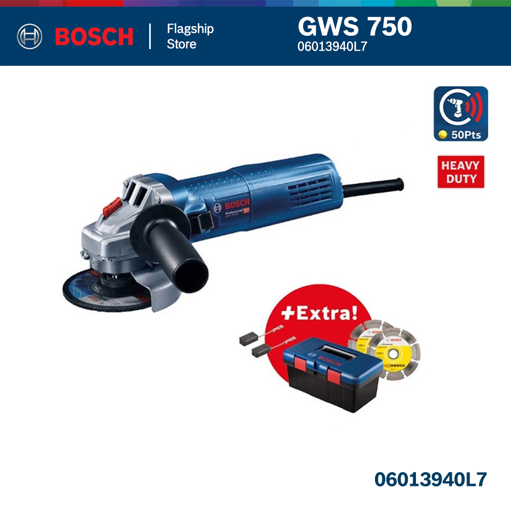 BOSCH GWS 750 Professional Angle Grinder+ 1 Fisherman Box Set ...