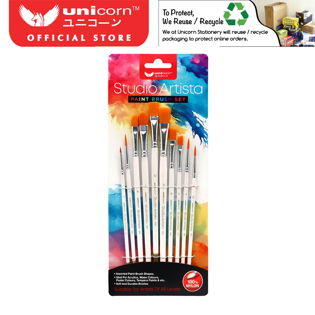 Unicorn Stationery Studio Artista Paint Brush Set A/B/C/D UAB-666 | Shopee Malaysia