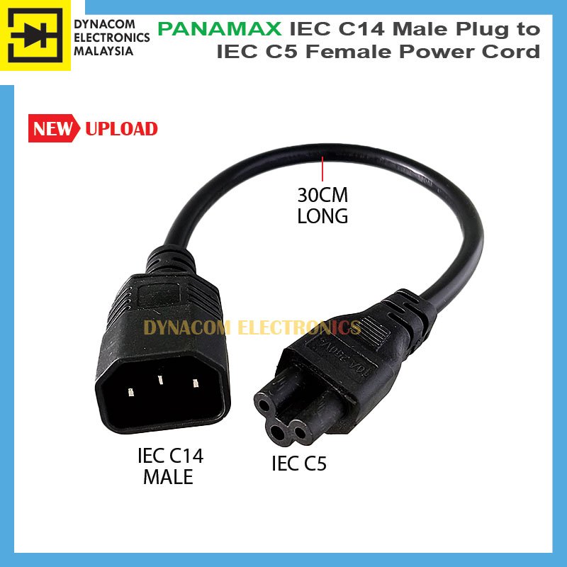 IEC C14 Male Plug to IEC C5 Female Power Cord Computer Wire Adapter ...