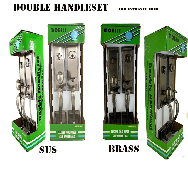 Mobile Elegant Solid Brass/Sus Grip Handle Lock (kunci Pintu Berkembar ...