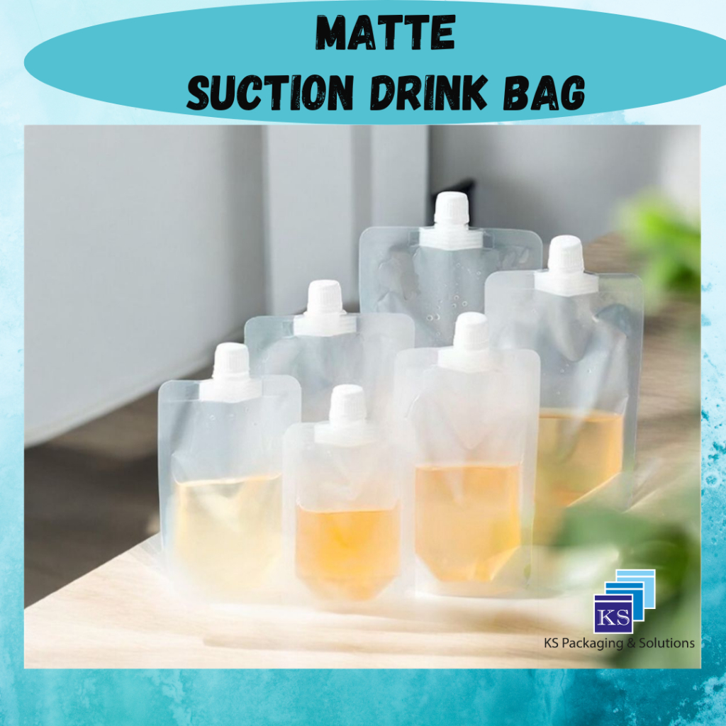 (50pcs) Matte Suction Drink Bag/Beg Minuman Spout Pouch/Suction Drink ...
