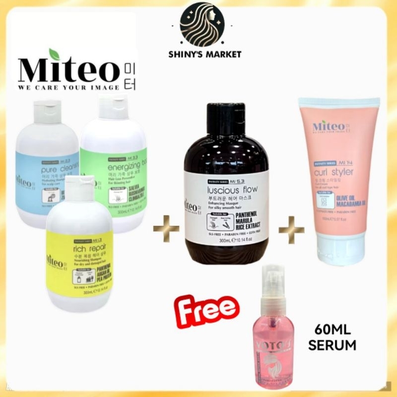 Miteo Set Shampoo Hair Mask & Curl Cream Free Hair Serum | Shopee Malaysia