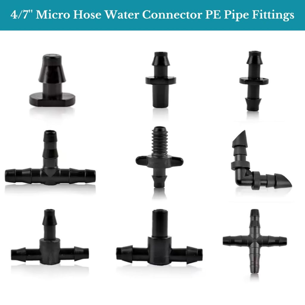 50 PCS 1/4" Micro Hose Water Connector PE Pipe Fittings for 4/7mm Hose ...