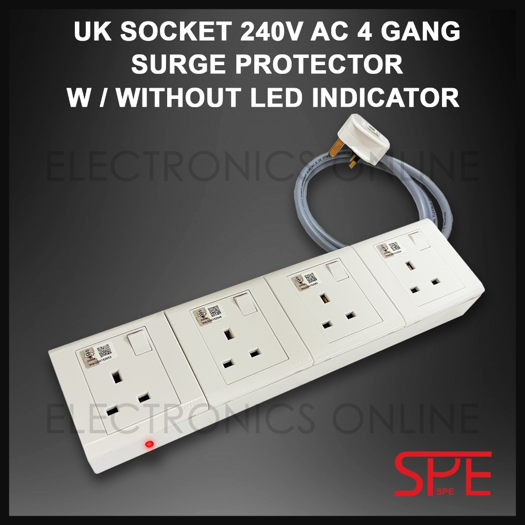 SPE Surge Protector UK Socket 240V 4 Gang Lightning Arrestor Lightning ...