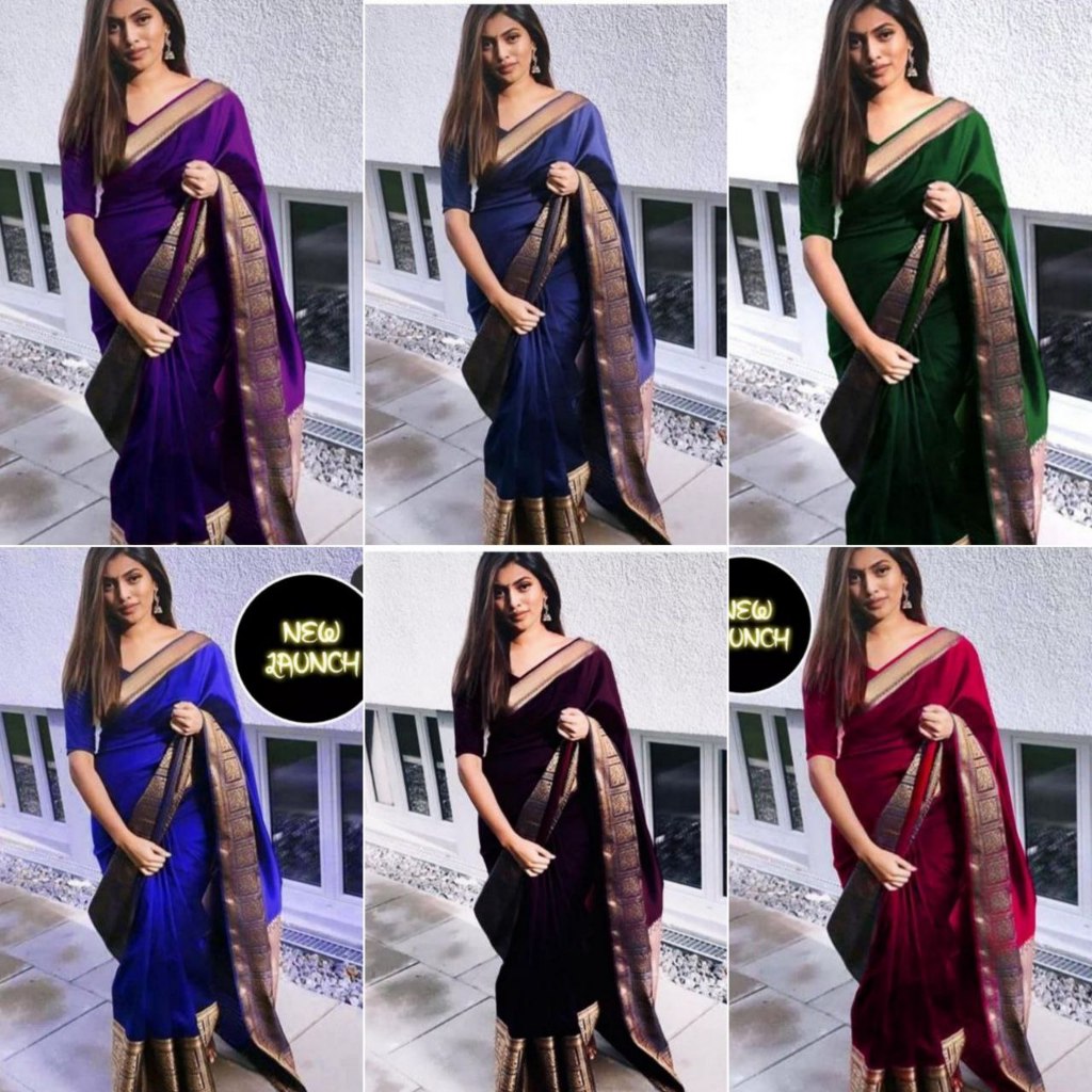EF-3098- Soft Lichi Silk Cloth Beautiful Rich Pallu & Jacquard Work ...