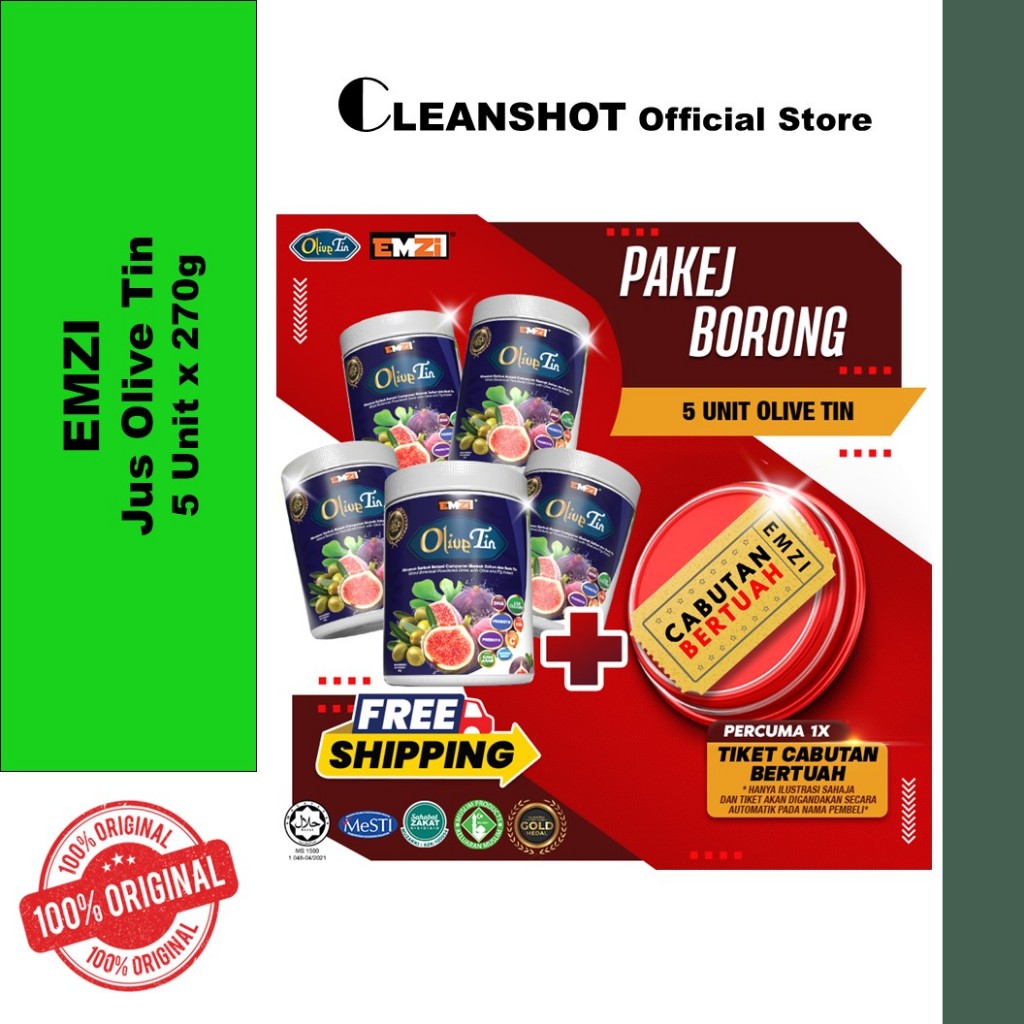 Olive Tin Jus Buah Tin & Zaitun Emzi 5 Unit x 270g FREE Shaker | Shopee ...
