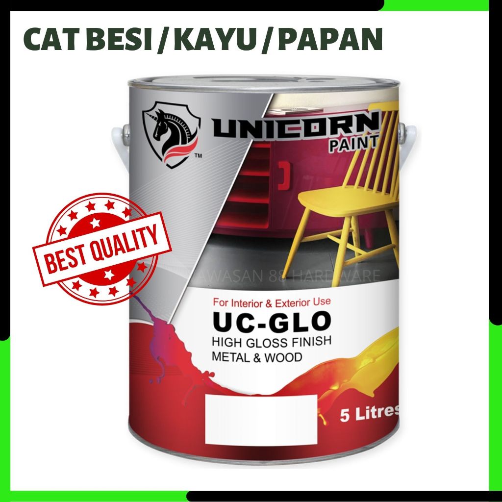 5 Liter UNICORN UCGLO High Gloss Finish Paint Metal Wood Oil Paint Cat ...