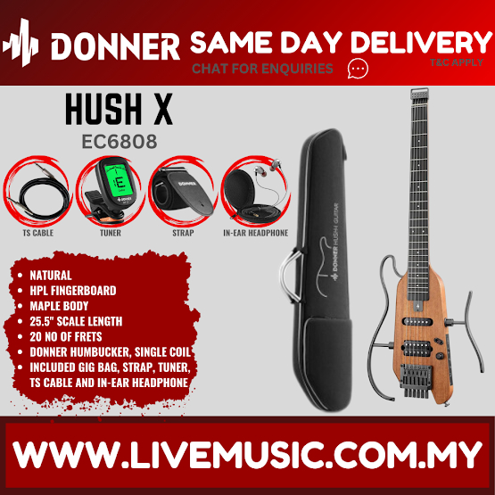 Donner EC6808 EC6807 Ec7029 Ec7030 HUSH-X Electric Guitar Kit - Natural/Sunburst ( HUSH X HUSHX ...
