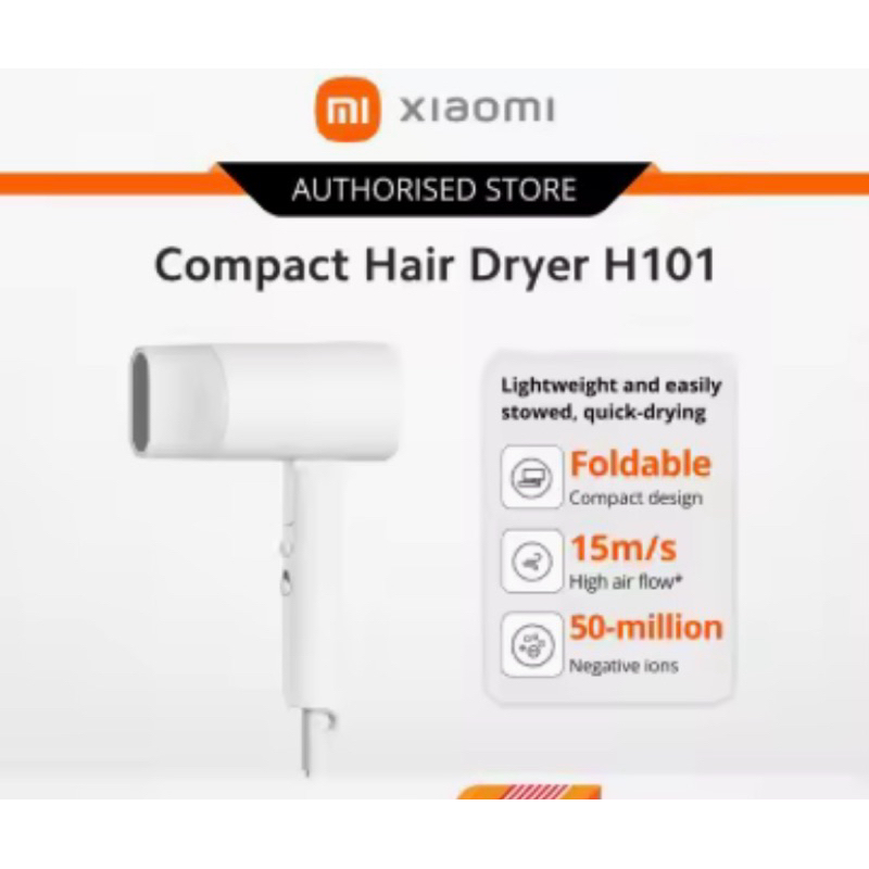 [NEW] Xiaomi Compact Hair Dryer H101 | Foldable Hair Dryer | Negative ...