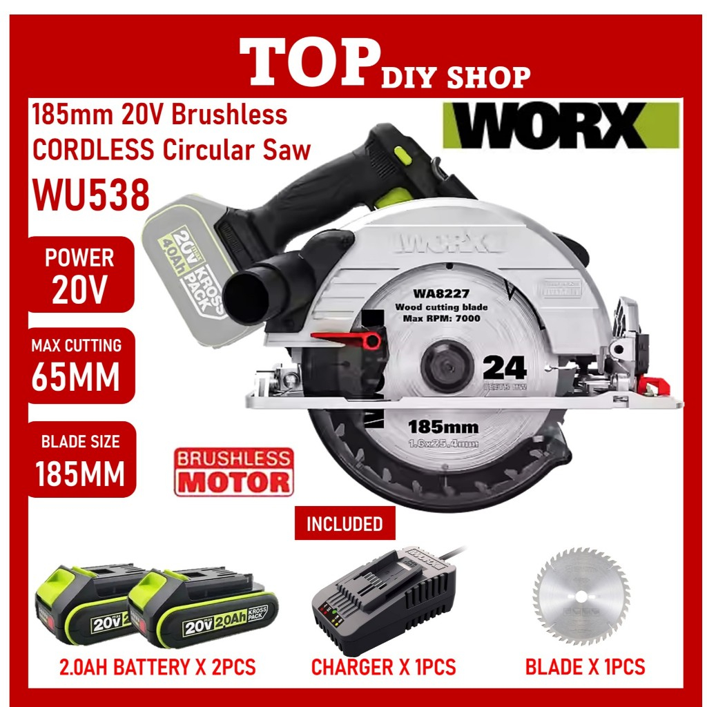 *New Model* WORX Professional Tool WU538 Brushless Motor 185MM Cordless ...