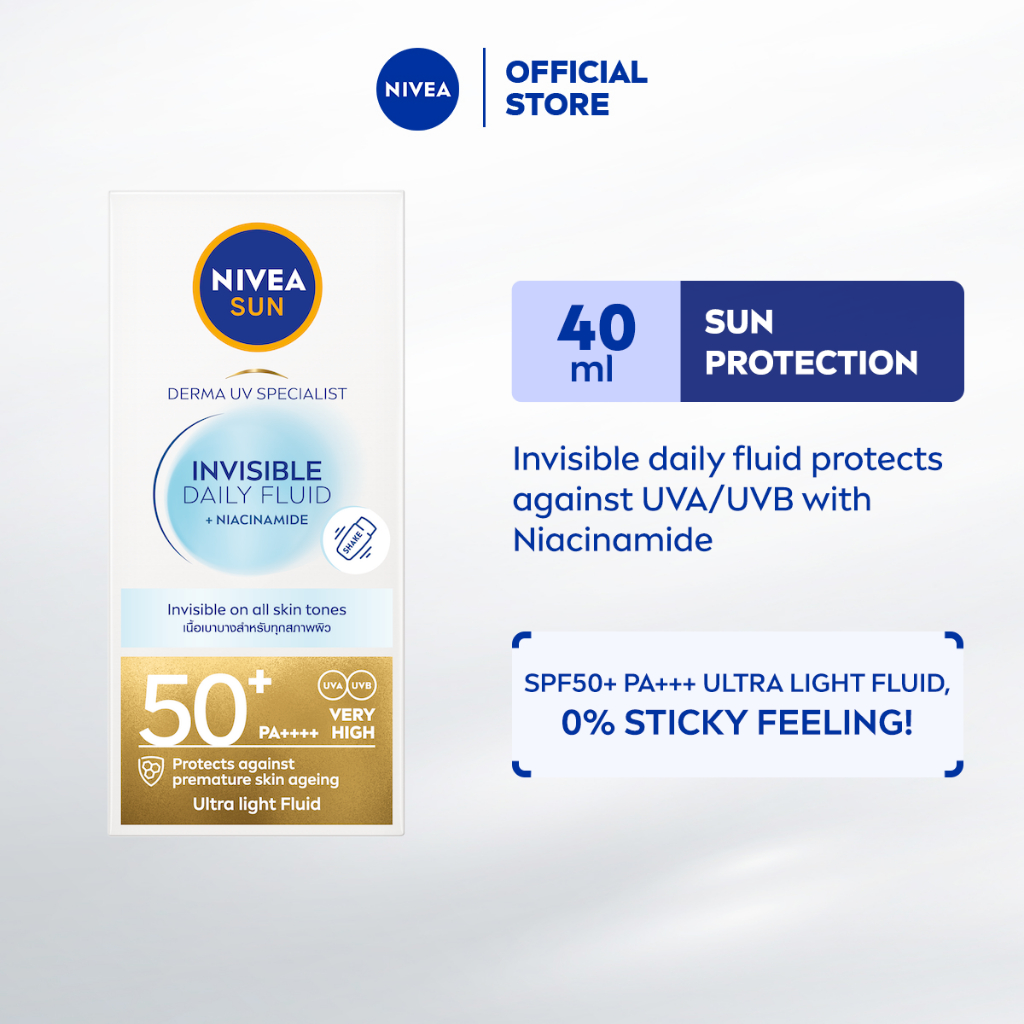 NIVEA Derma UV Invisible Daily SPF50+ 40ML | Sunscreen | Sunblock ...