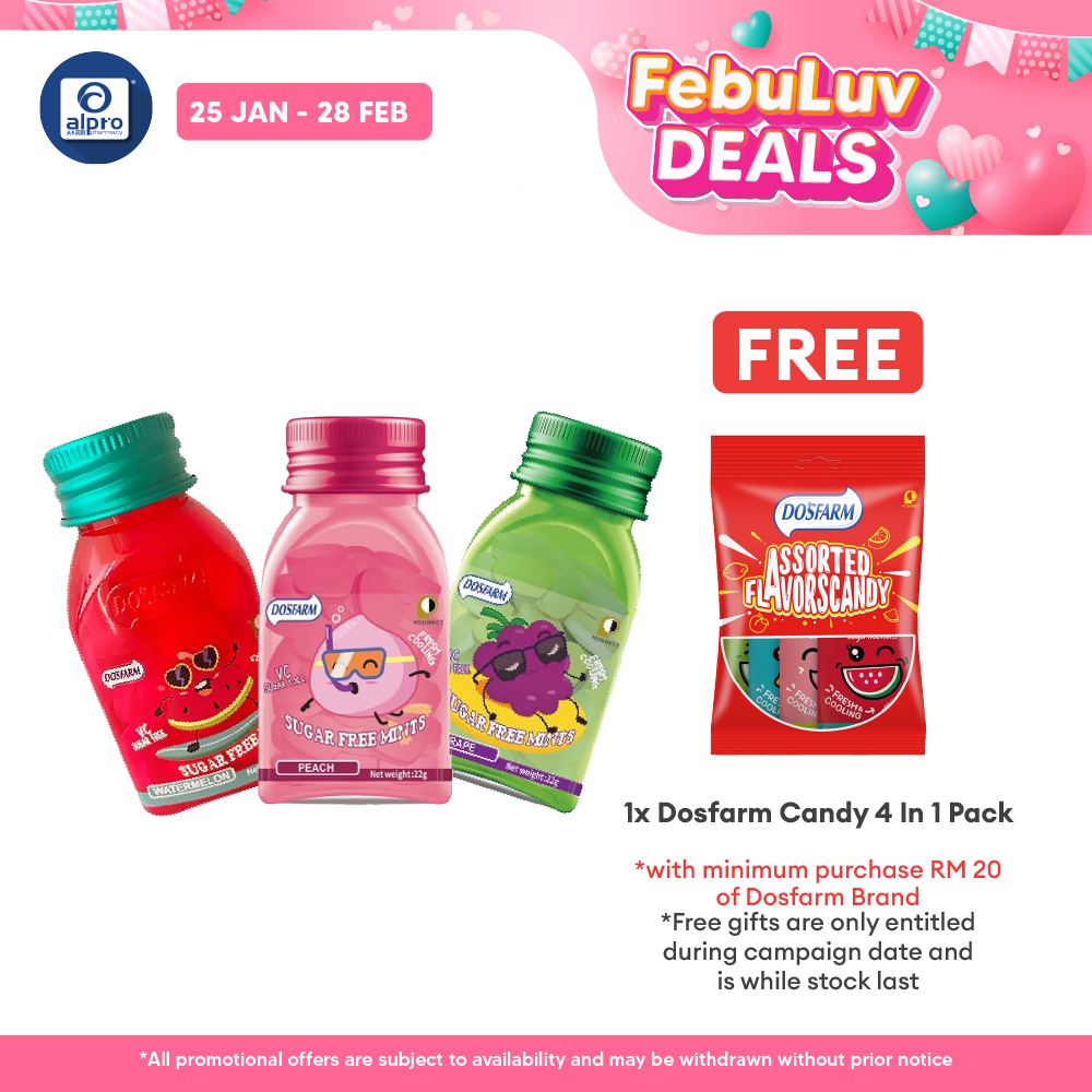 Dosfarm Sugar Free Mint Candy 22g x 6 Bottles | Grape, Peach ...