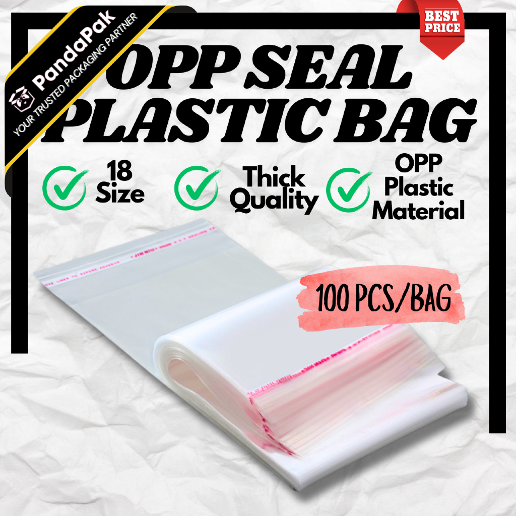PANDAPAK 100pcs OPP Self Adhesive Plastic Bag OPP Bag Beg Plastik ...