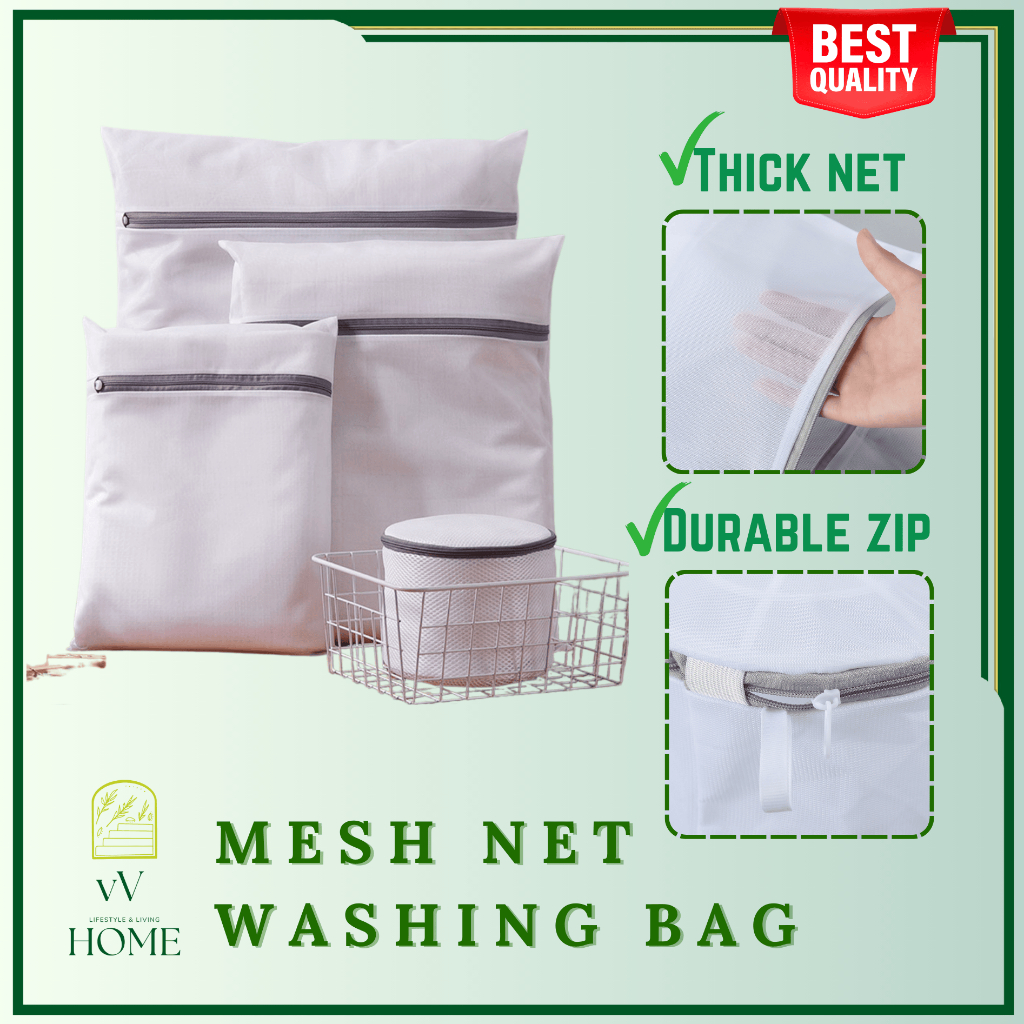 Mesh Net Washing Bag with Zip / Laundry Bag for Washing Machine / Wash ...