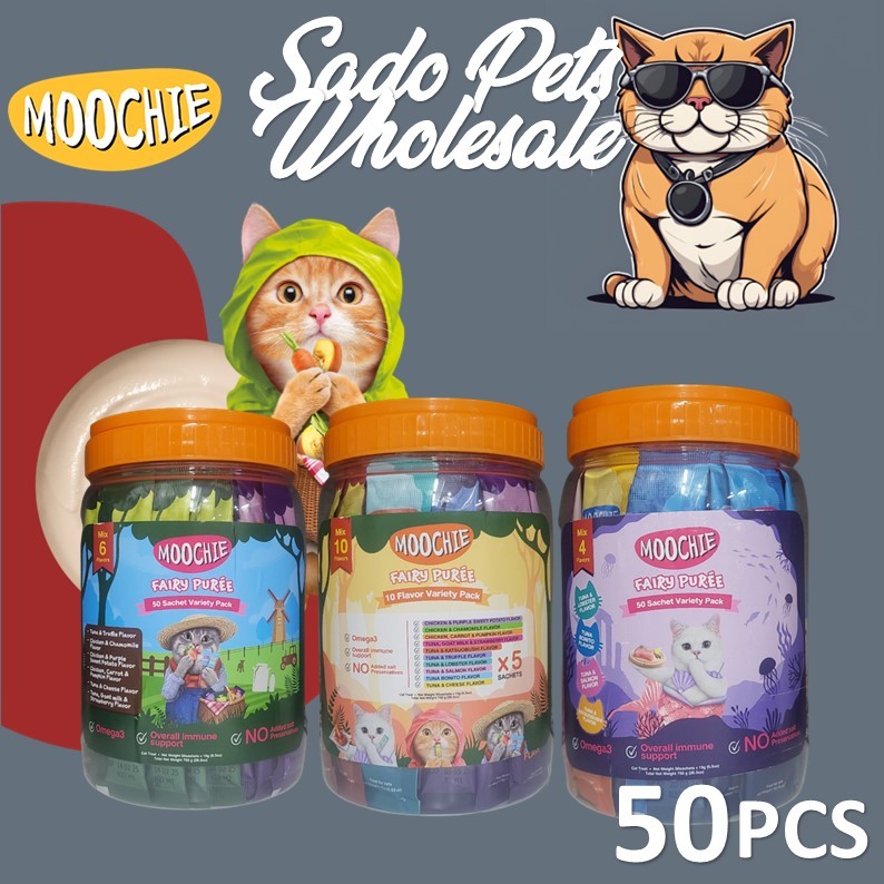 MOOCHIE Fairy Puree Cat Puree Treats Cats 50 Sachet 750g (15g x 50packs) Cat Sticks 猫零食 猫条 ...