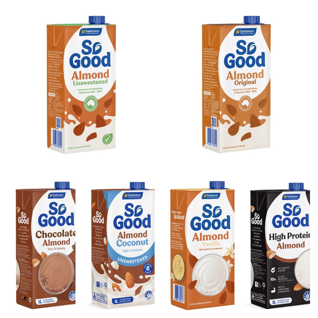 So Good Almond Milks 1L Assorted - Original / Unsweetened / Almond ...
