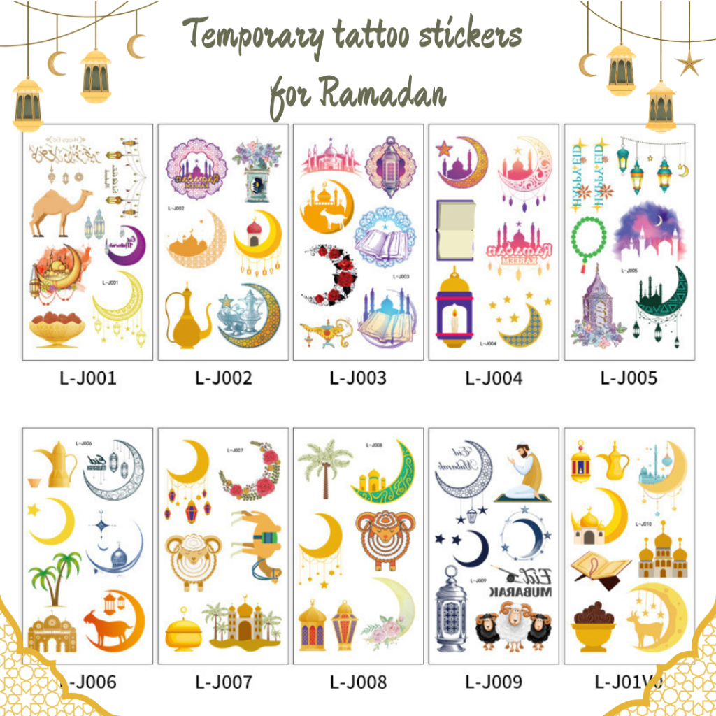 1pcs Kids Ramadan Cartoon Tattoo Stickers Hari Raya Party Atmosphere ...
