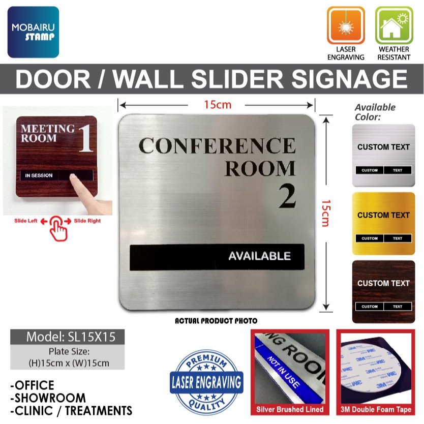 DOOR / Wall Slider Signage - Plate Sizes 15cm x 15cm Sliding Function ...