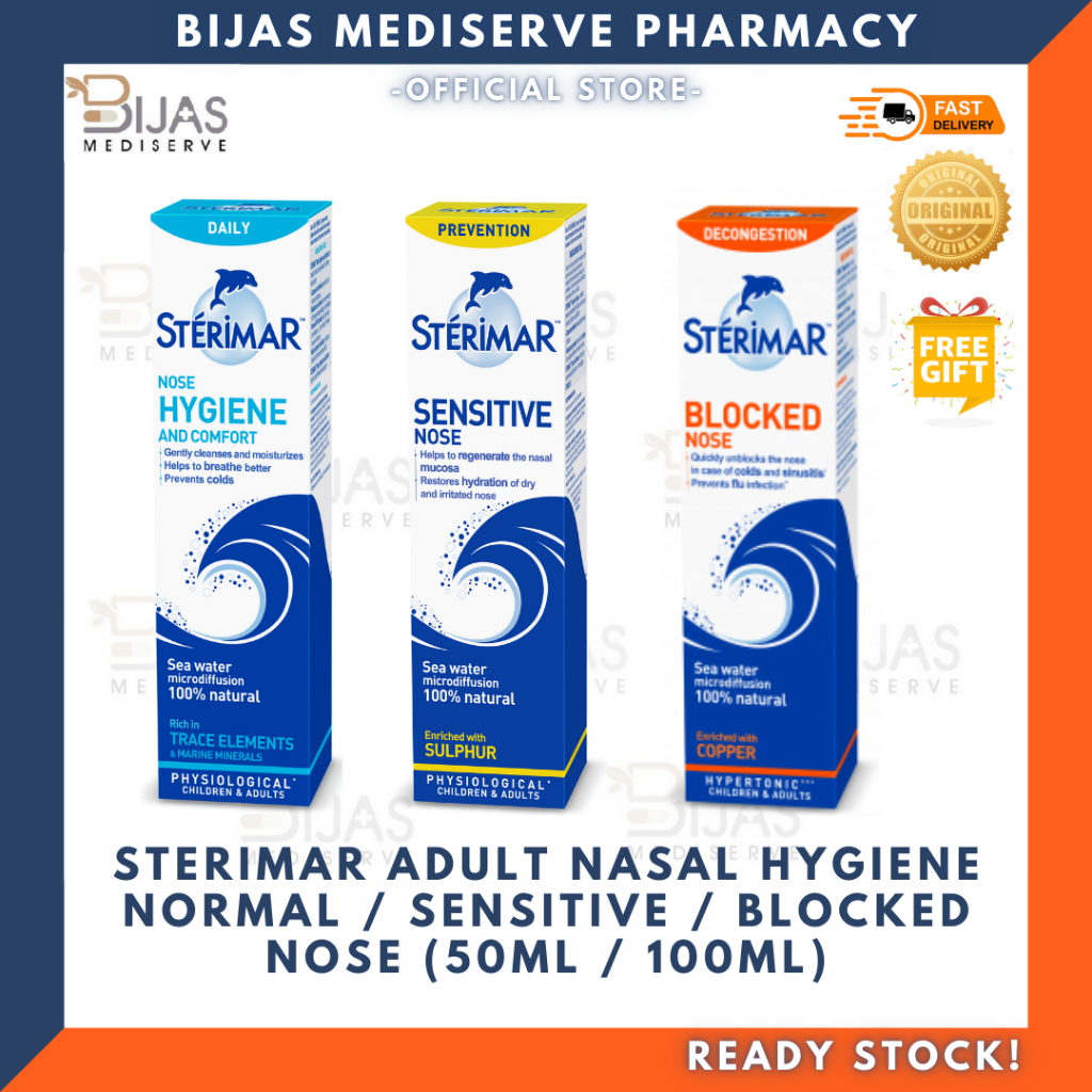 STERIMAR NASAL NOSE HYGIENE SPRAY 50ML / 100ML / 100ML SENSITIVE / 100ML BLOCKED NOSE [EXP: 07/ ...