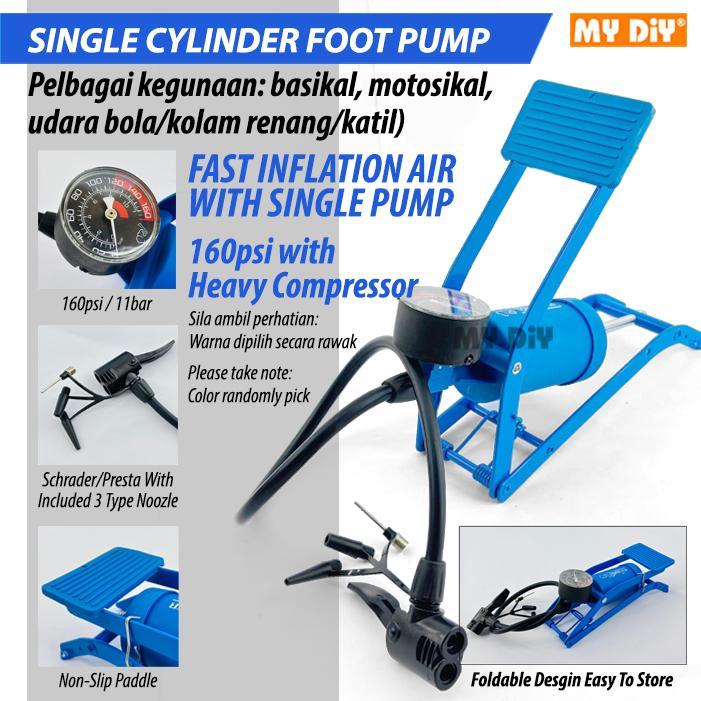 GREAT DEAL !!! BUSTER HEAVY DUTY BICYCLE PUMP SINGLE CYLINDER PEDAL ...