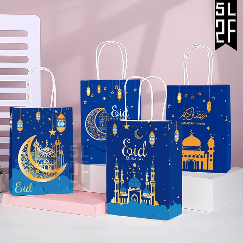 [Msia] Hari Raya Bag Kertas Biru Eid Mubarak Handle Paper Bag Ramadan ...