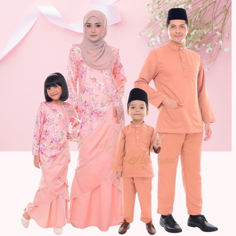 FELISHA SEDONDON FAMILY PEACH / BAJU RAYA PLUSSIZE / BAJU KURUNG PLUS ...