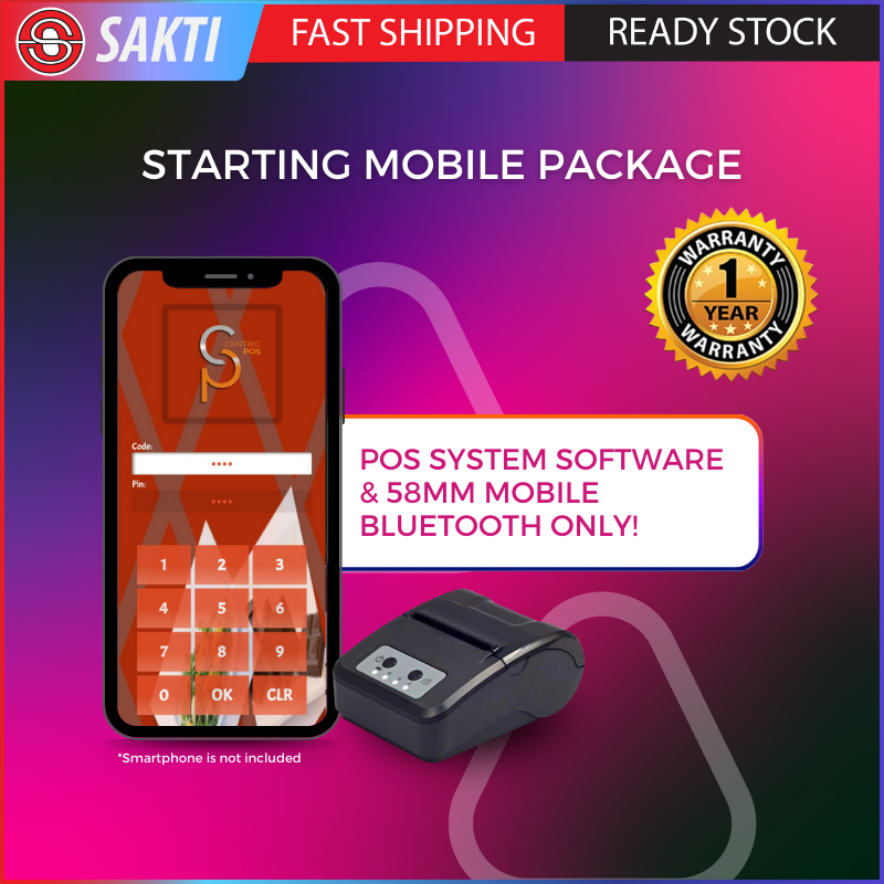 Starting Mobile POS System Package Software & 58mm Thermal Printer Only ...