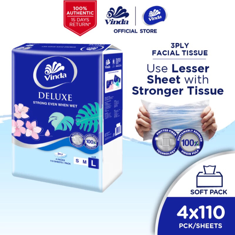 Vinda Deluxe 4packs 100sheets/pack size L | Shopee Malaysia