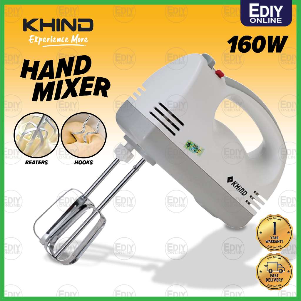 Khind HM200 Hand Mixer 160W With 5 Speed Thermal Fuse Protection Bakery ...
