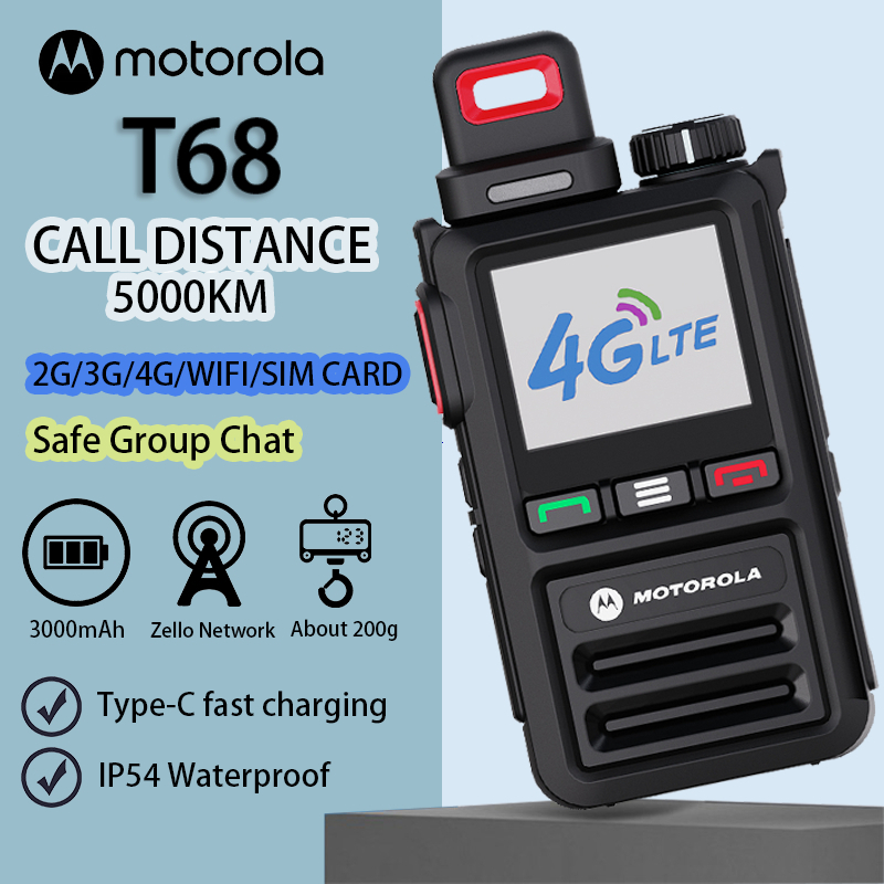 ZELLO Motorola Walkie Talkie T68 Plus 2G 3G 4G SIM Card WIFI Network ...