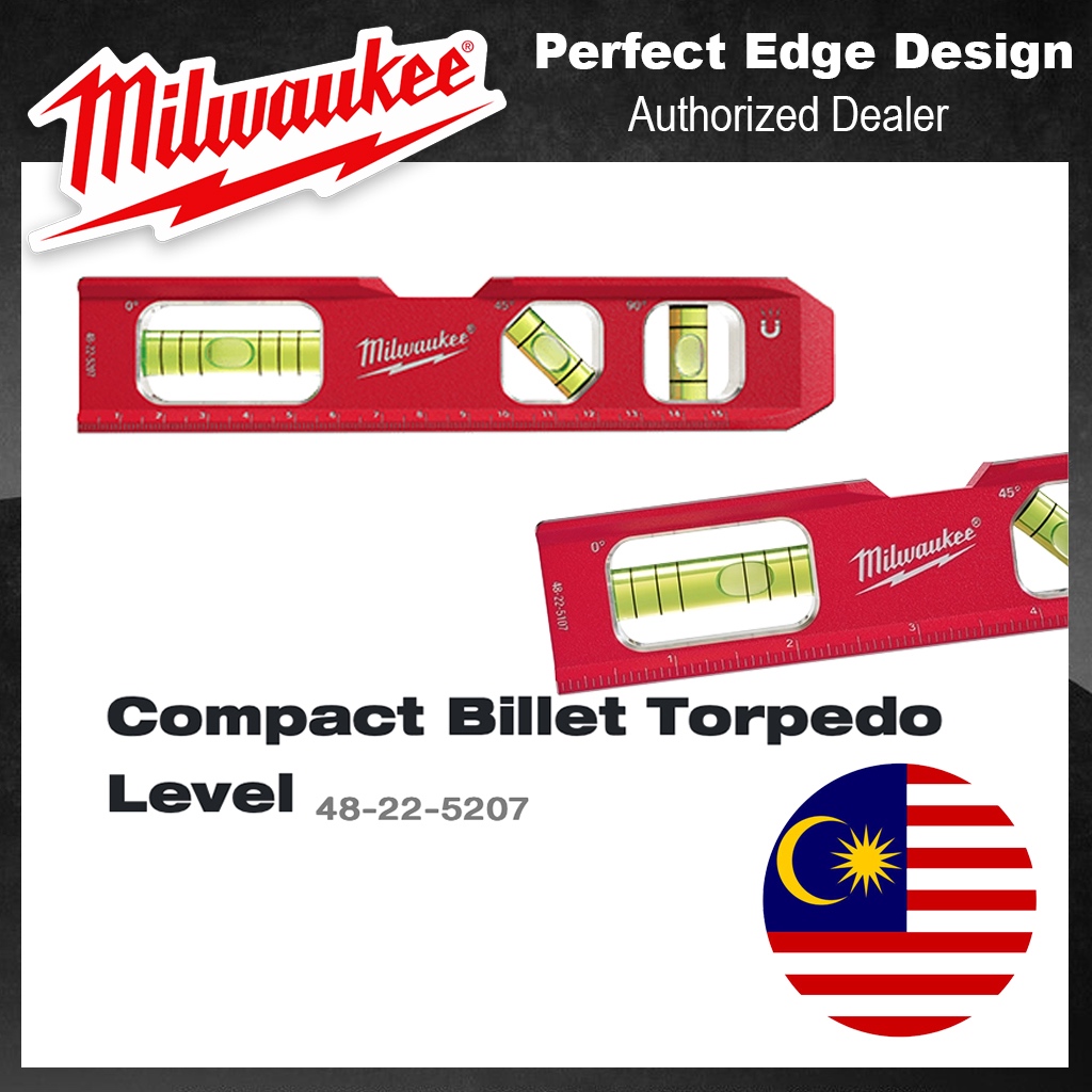 🇲🇾 100% Original MILWAUKEE Compact Billet Torpedo Level [48-22-5207 ...