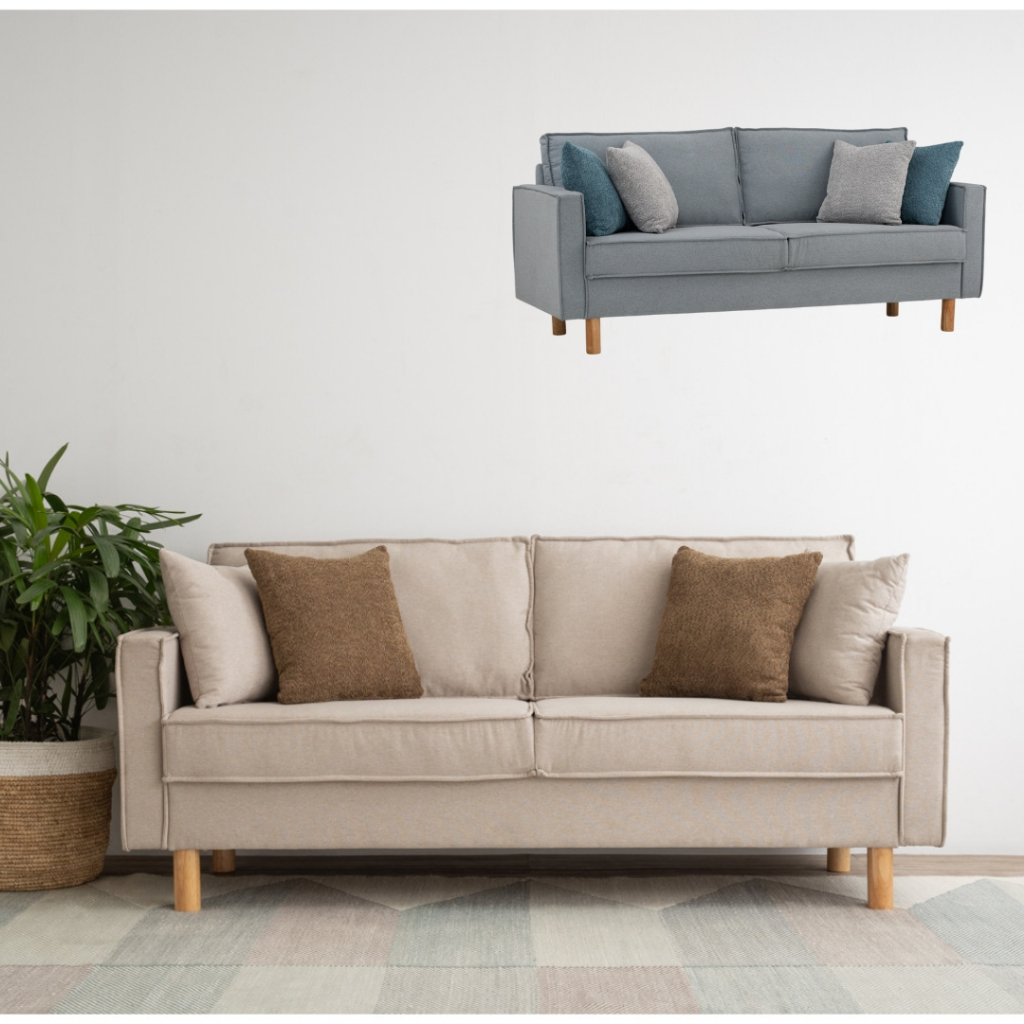 Furniture Direct NEXUS 123 Seater Scandinavian Design Fabric Sofa Silver Blue Shopee Malaysia