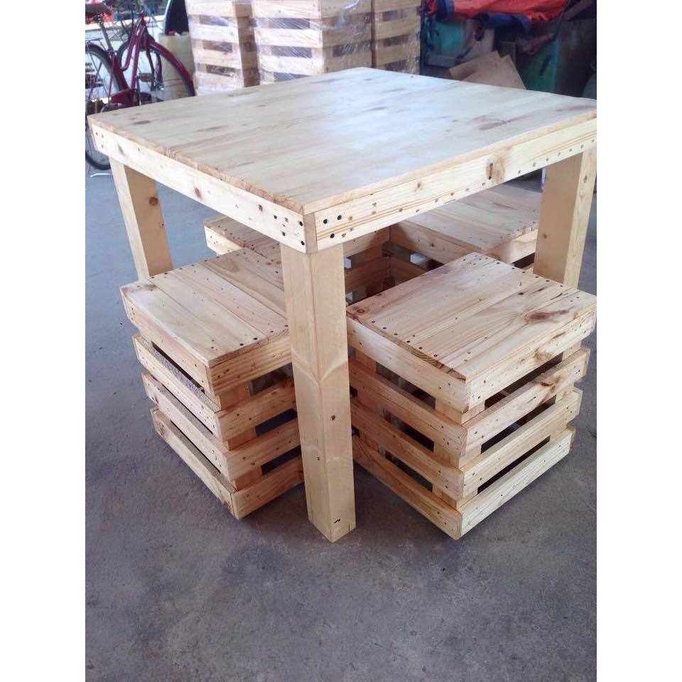 RE-KAYU Set Dining Table and 4 stool | Shopee Malaysia