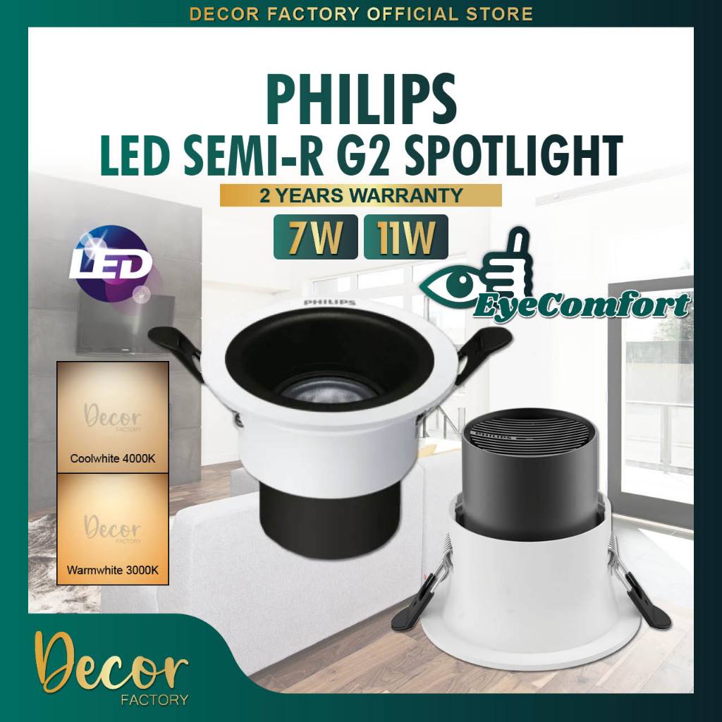 PHILIPS LED Semi Recessed G2 Spotlight RS280 7W 11W Coolwhite Warmwhite ...