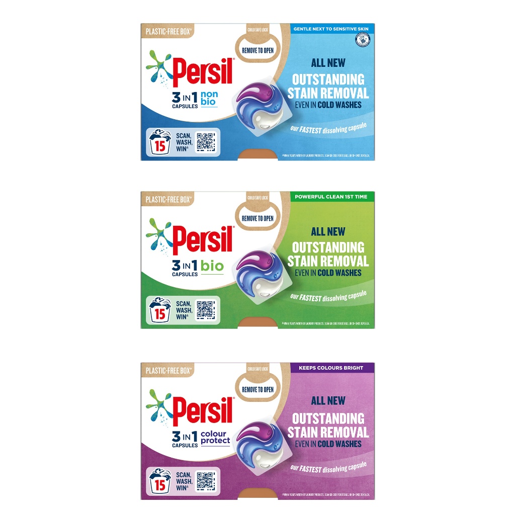 Persil 3IN1 Washing Capsules 15 Washes [ Non Bio / Bio / Colour Protect ...