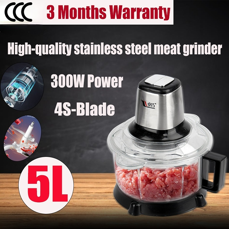5L Meat Grinder Multifunction Stainless Steel Electric Blender Food Processor Electric Food ...