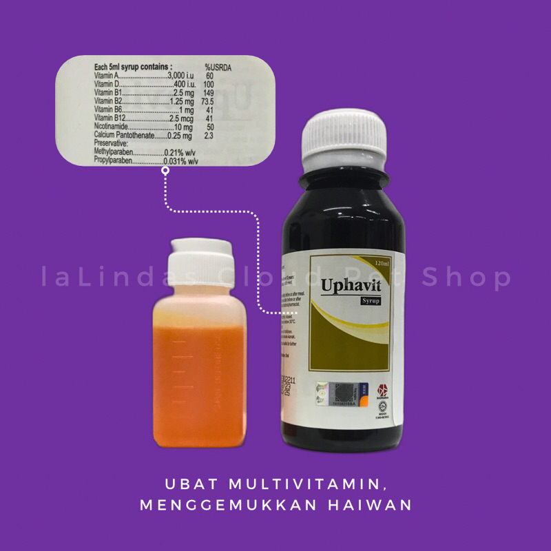 UPHAVIT SYRUP UBAT MULTIVITAMIN / TAMBAH SELERA / GEMUK KUCING DAN ...