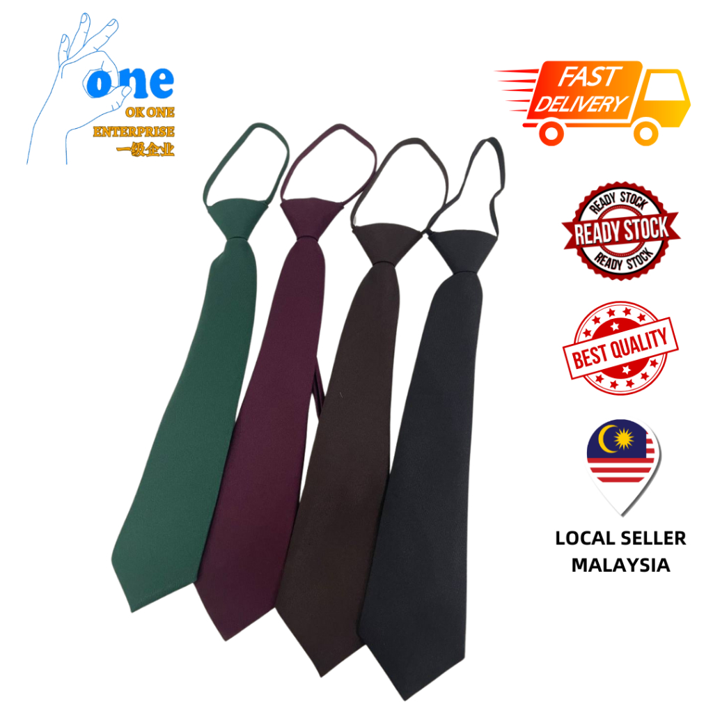 NECK TIE / TALI LEHER JENIS ZIP SEKOLAH | Shopee Malaysia
