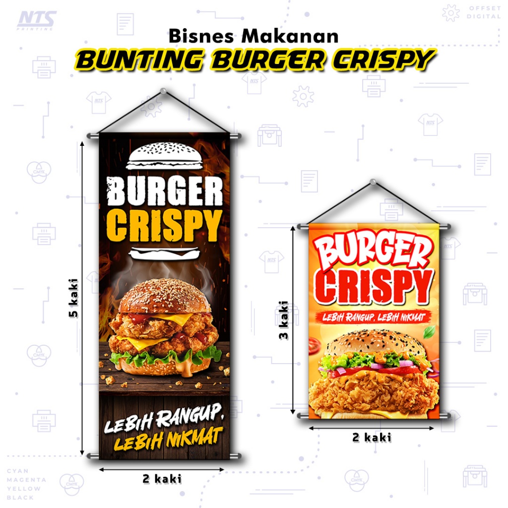 🍔READY DESIGN🍔 Bunting Burger Crispy - Tebal / Kalis Air / Lasak ...