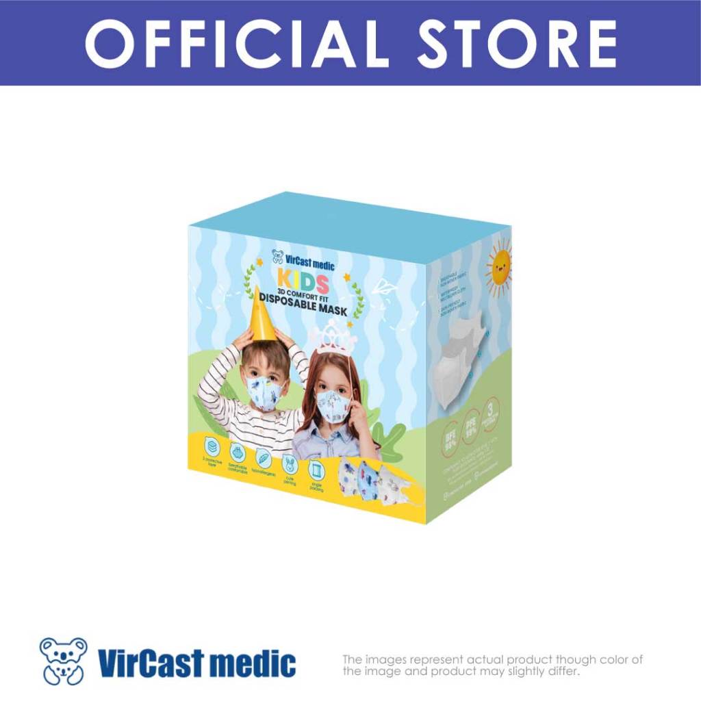 Vircast Medic 3D Kid Mask (30 Pcs/Box) (0-3 Years Old) (Old Packaging ...