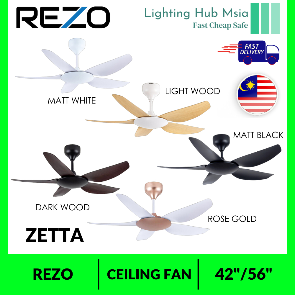 [[Ready Stock] Rezo Ceiling Fan ZETTA 56" ZETTA 42" 12 Speed DC Motor 5 Blades Ceiling Fan (6F ...