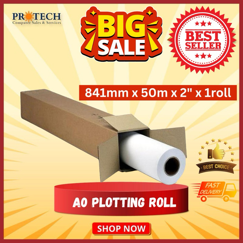 A0 Plotting Roll Plotter Paper 841mm x 50m x 2" x 1roll High Quality ...