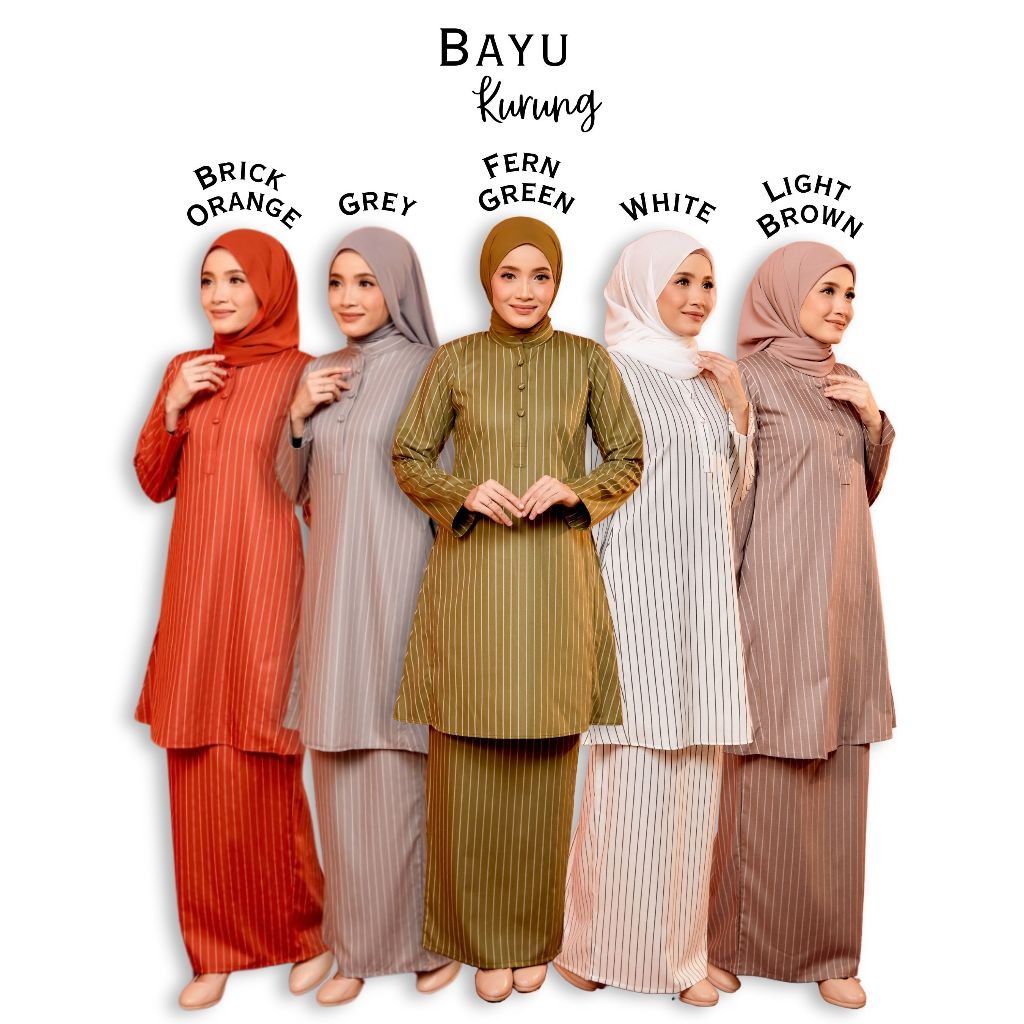 Baju Raya Viral 2025 Kurung Moden Loose Murah Perempuan Cotton Stripe ...