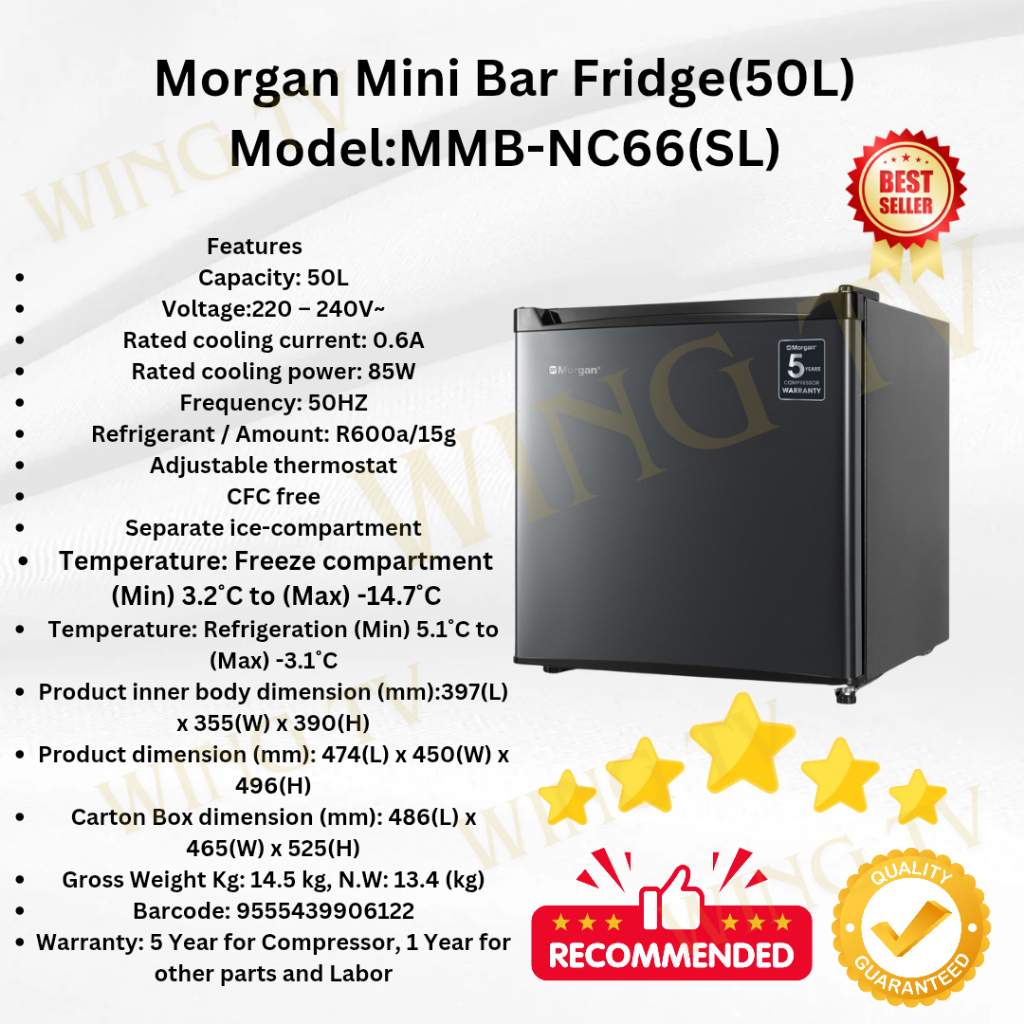 Morgan Mini Bar Fridge MMB-NC66(50L) | Shopee Malaysia